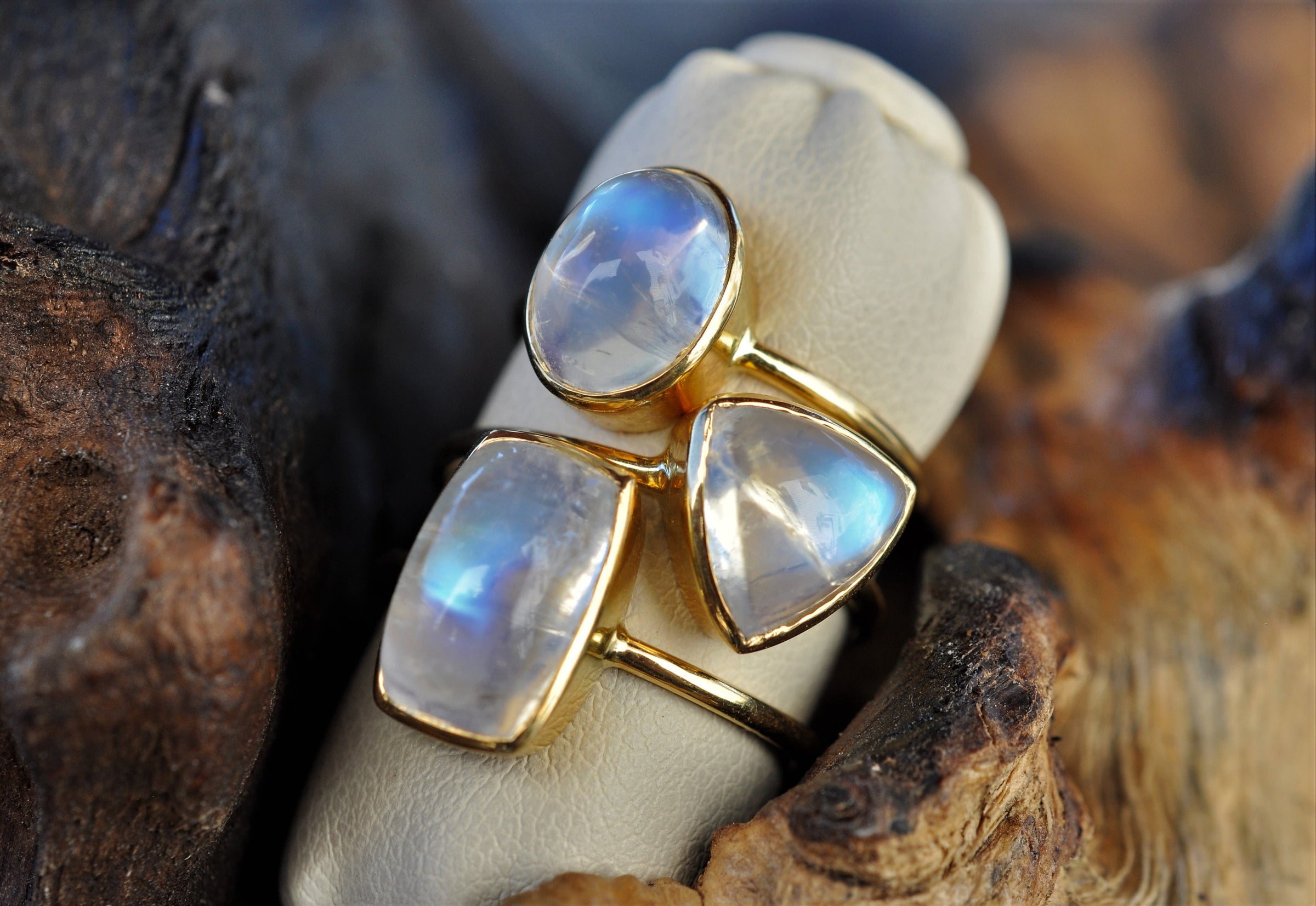 yellow moonstone ring